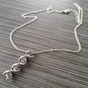 DNA Necklace - Helix Pewter Charm Necklace - Science Necklace - Custom ...