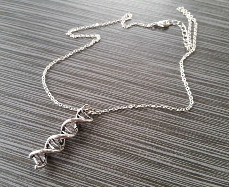 DNA Necklace Helix Pewter Charm Necklace Science Necklace - Etsy
