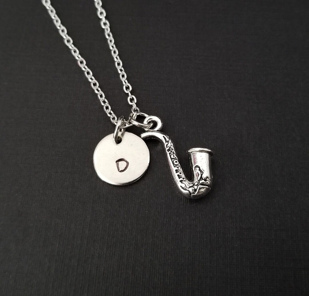 Silver Saxophone Necklace - Band Student Necklace - Personalized ...