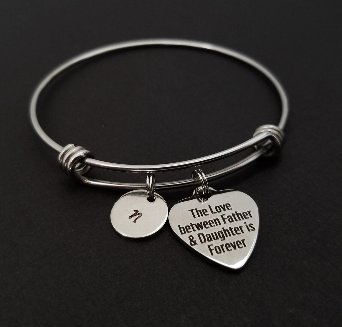 Father Daughter Bangle Daughter Charm Bracelet Expandable | Etsy