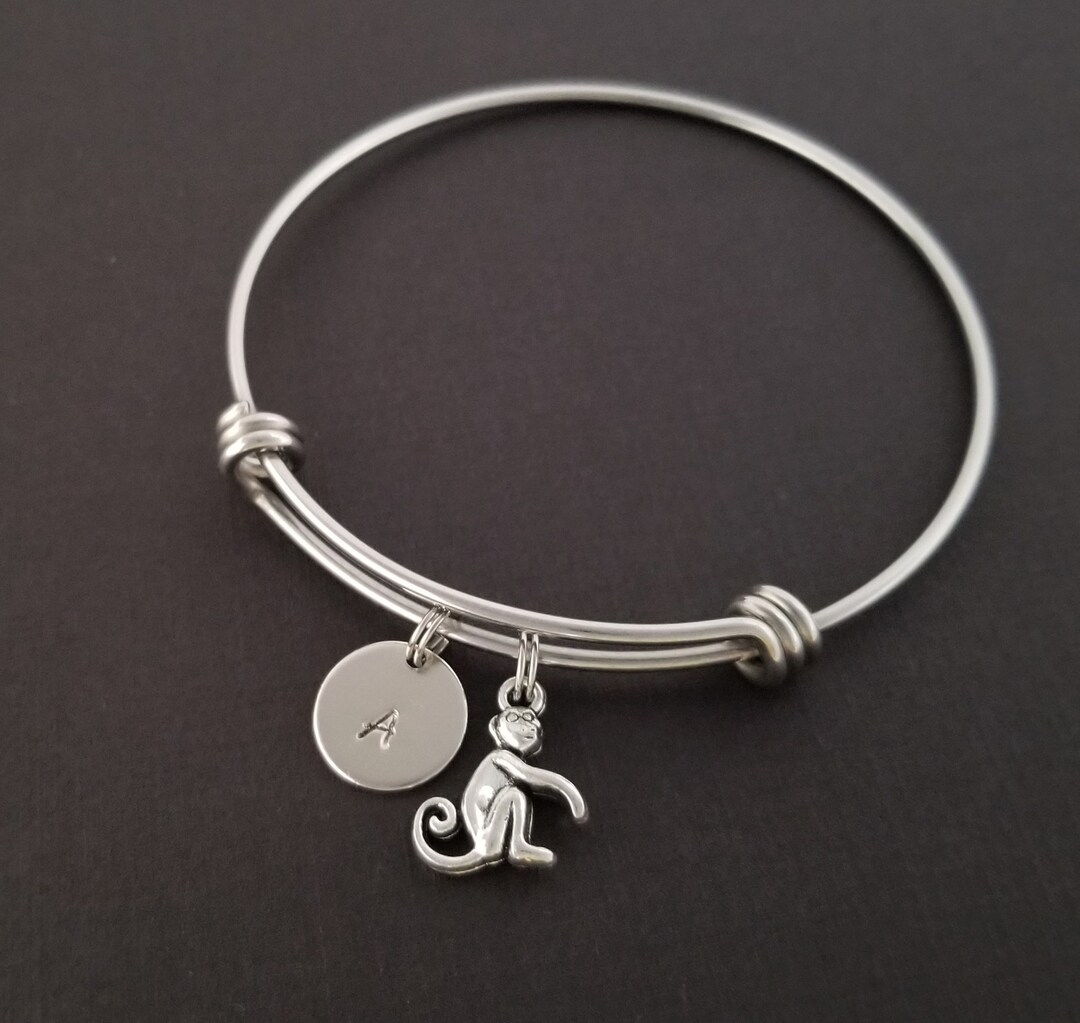 Monkey Bangle - Monkey Charm Bracelet - Expandable Bangle - Charm ...