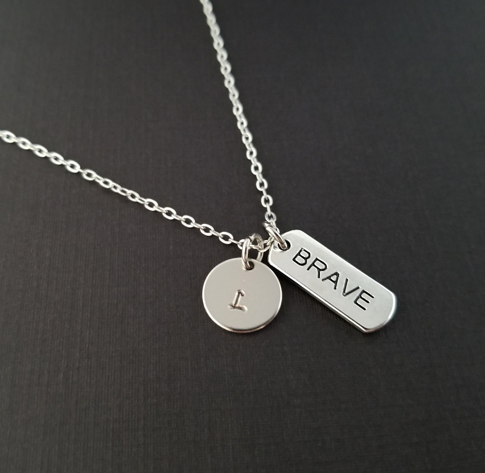 Silver Brave Necklace Inspirational Jewelry Personalized | Etsy