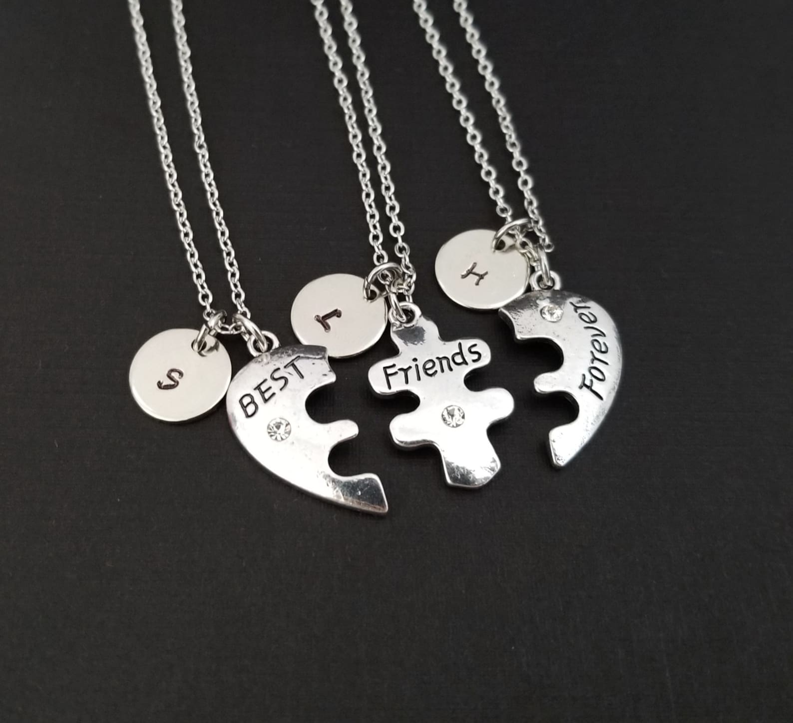 Three BFF Necklaces Best Friends Forever Necklace Best | Etsy
