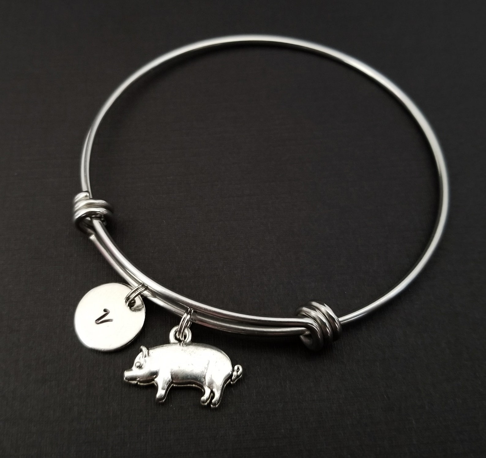 Pig Bangle Bracelet Pig Charm Bracelet Expandable Bangle - Etsy