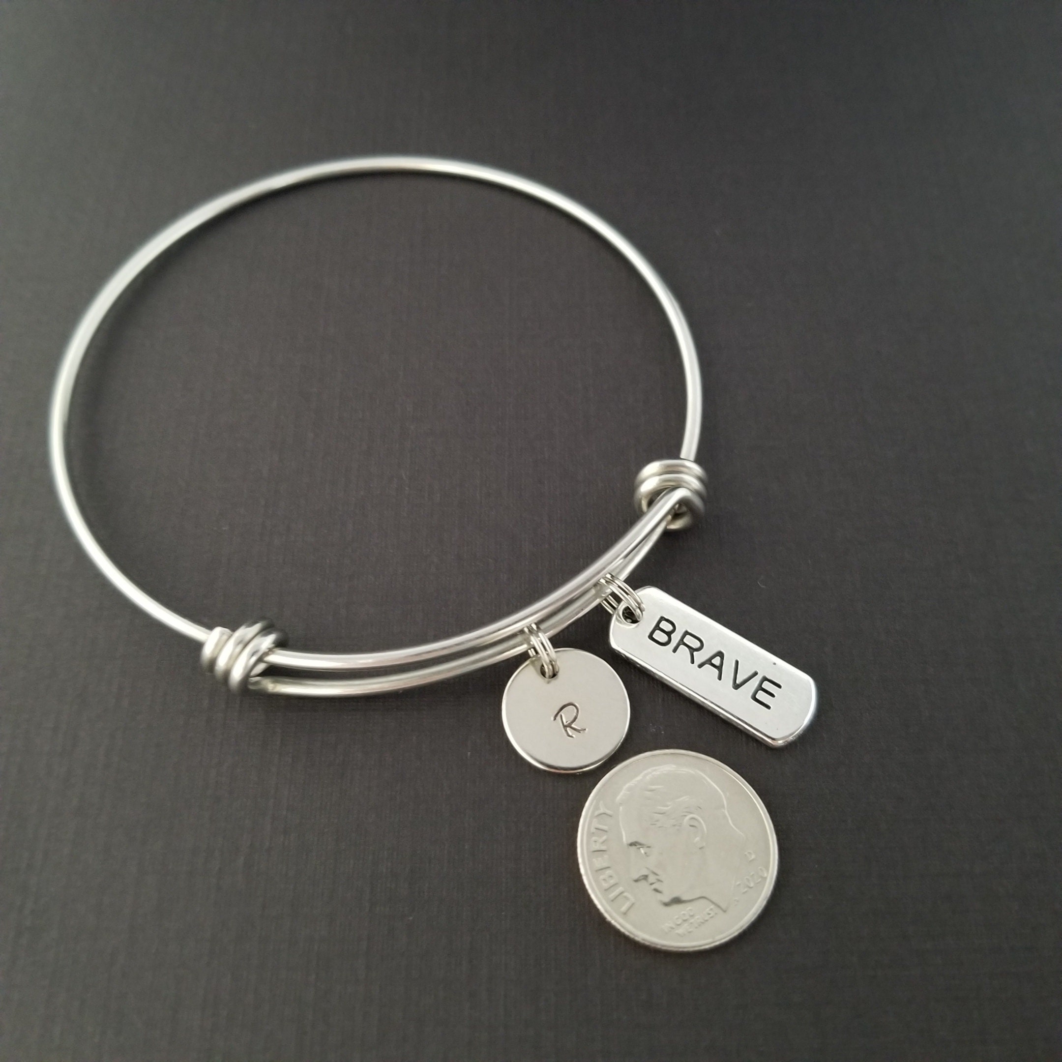 Brave Bangle Bracelet Brave Charm Bracelet Adjustable | Etsy