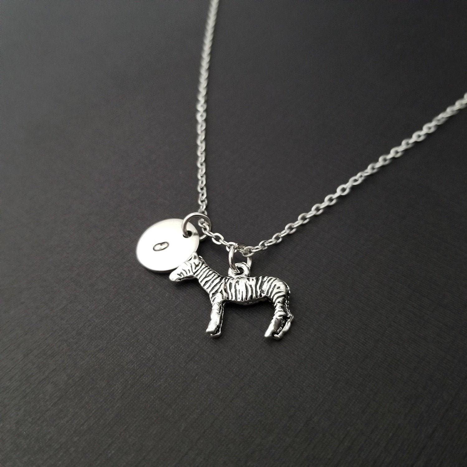 Silver Zebra Necklace Zebra Charm Necklace Personalized | Etsy