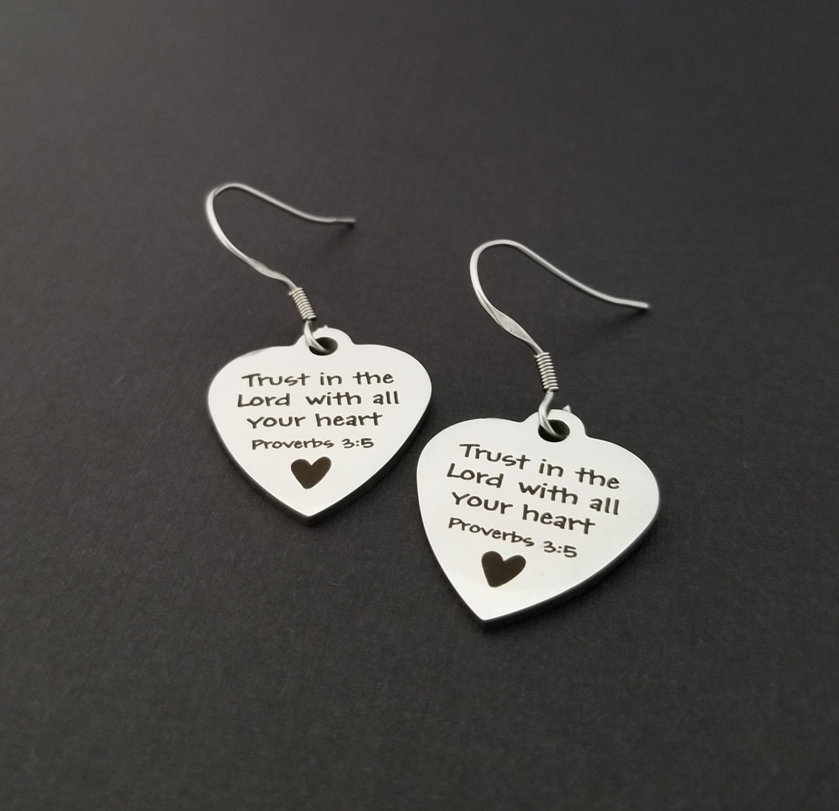 Trust In the Lord Earrings Bible Verse Earrings French Hook | Etsy