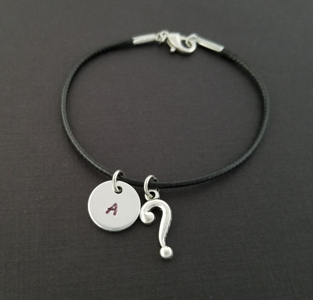 Question Mark Bangle - Question Charm Bracelet - Expandable Bangle ...