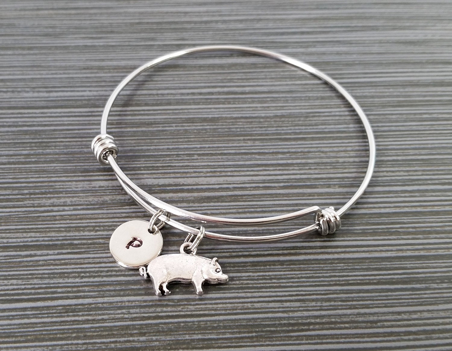 Pig Bangle Bracelet Pig Charm Bracelet Expandable Bangle - Etsy