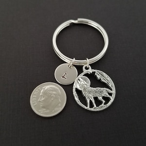 Howling Wolf Keychain - Wolf Key Chain - Wolf Keyring - Wolf Moon ...