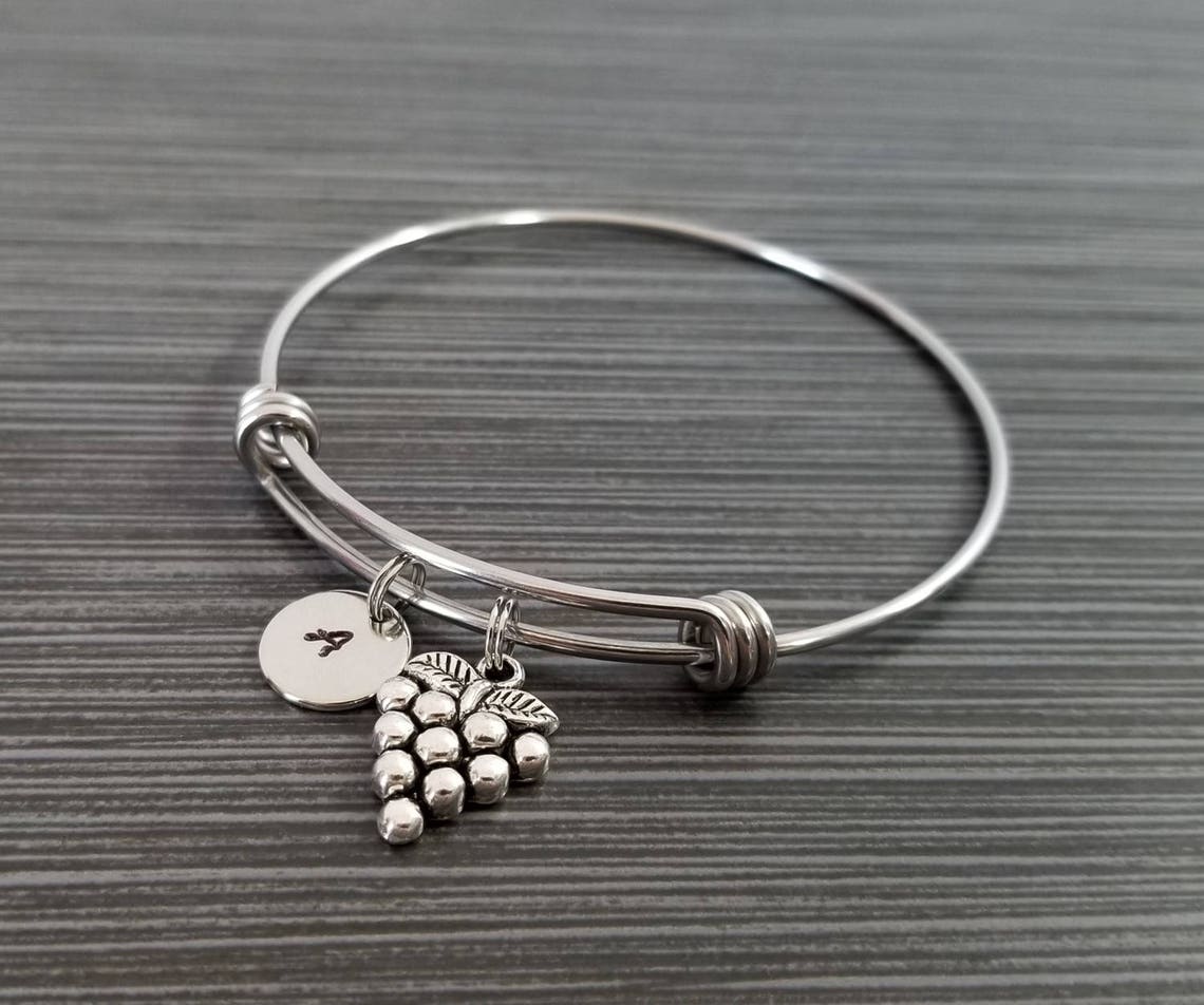 Grape Bracelet Bangle Fruit Charm Bracelet Expandable - Etsy