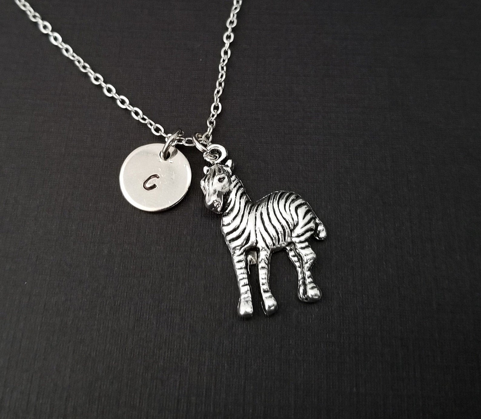Silver Zebra Necklace Zebra Charm Necklace Personalized - Etsy