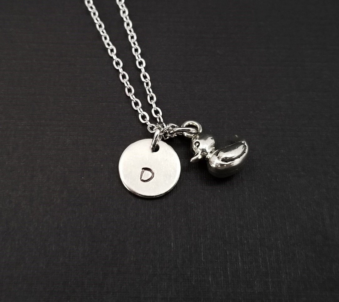 Silver Rubber Duck Necklace - Ducky Charm Pendant - Personalized ...