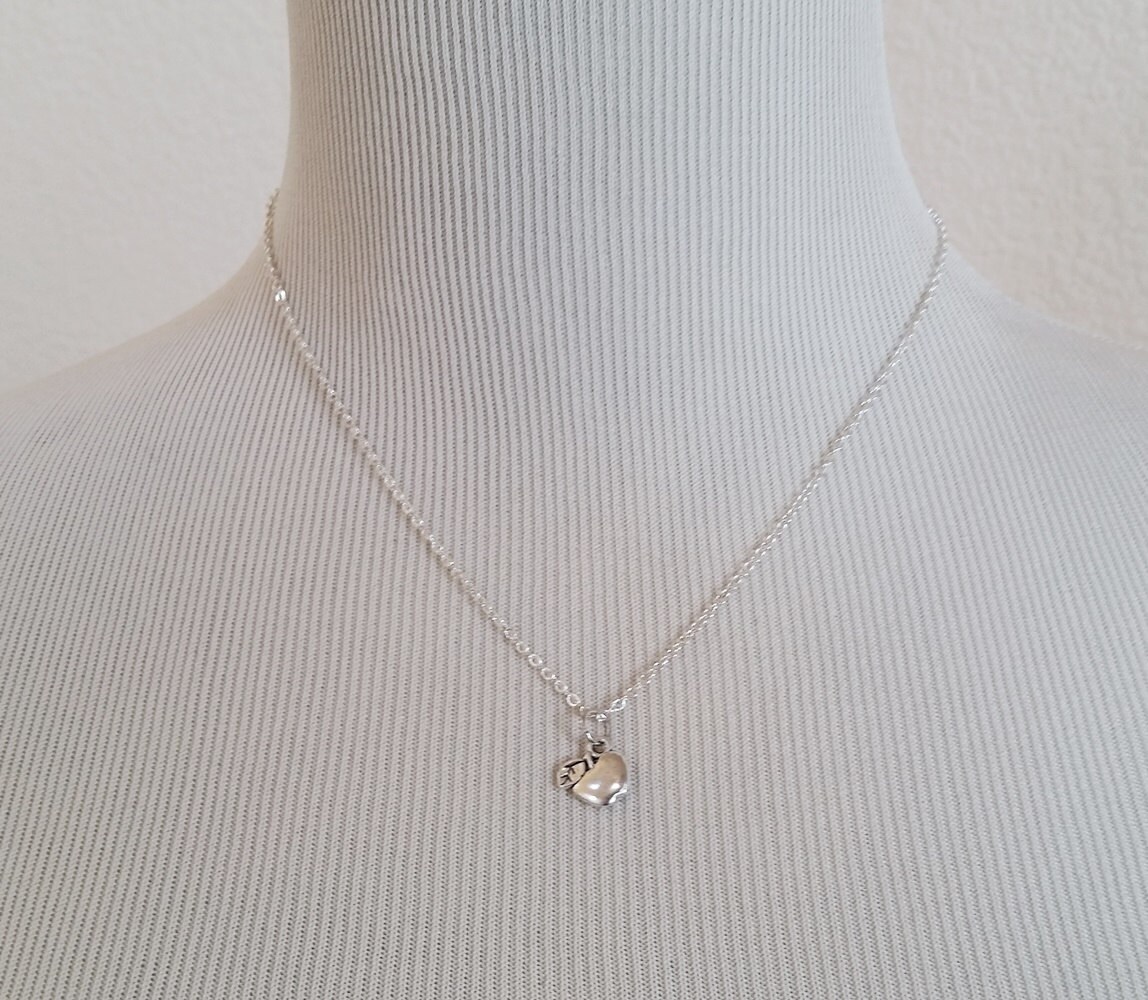 Silver Apple Necklace Apple Charm Pendant Personalized - Etsy