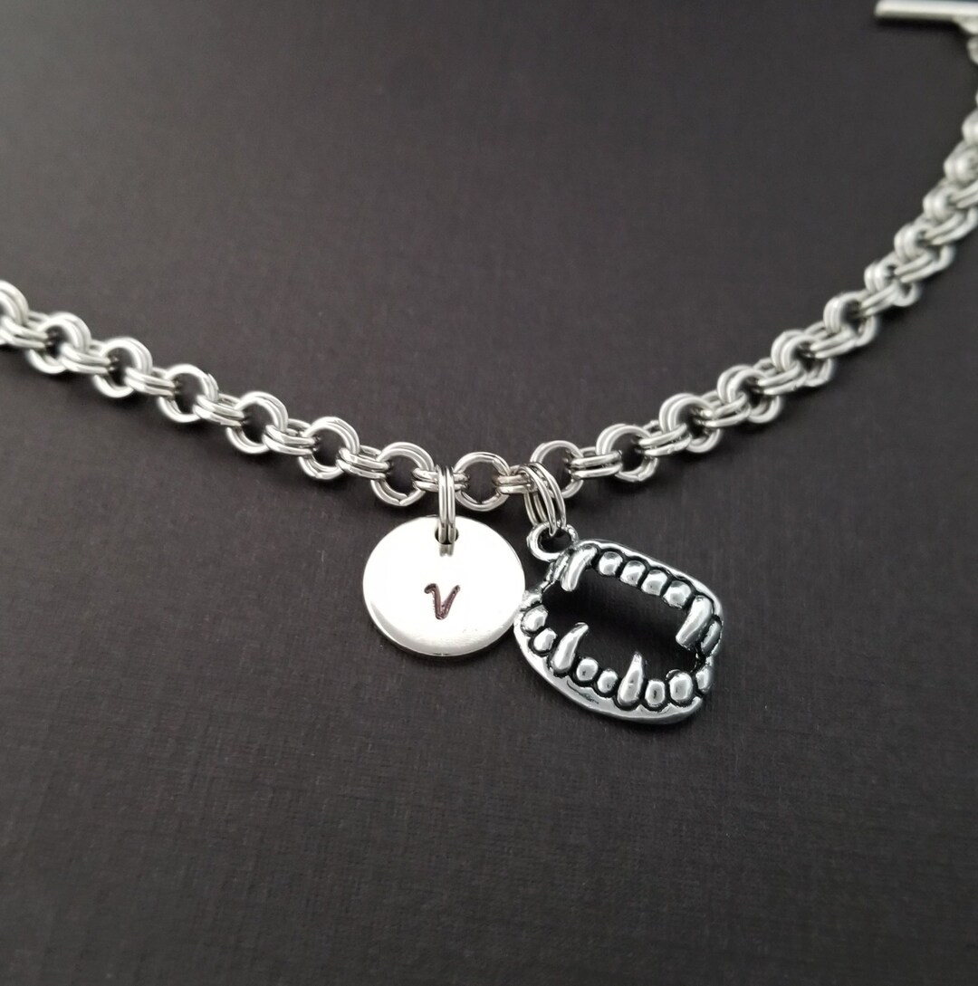 Vampire Charm Bracelet Halloween Bracelet Gothic Bracelet Dainty Teeth ...