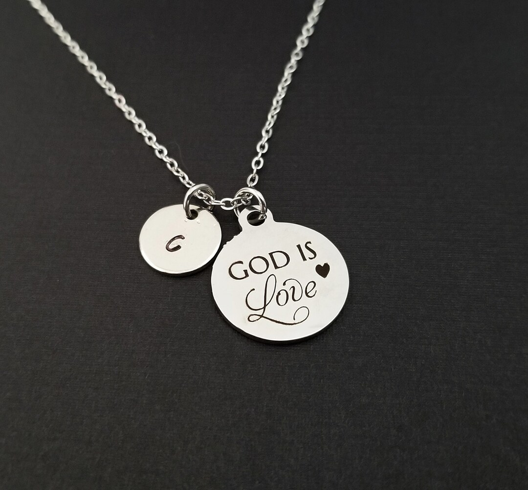 God is Love Necklace - Religious Necklace - Cross Necklace - Christian ...