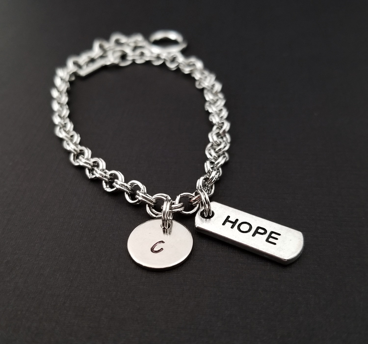 Hope Bracelet Inspirational Charm Bracelet Initial | Etsy