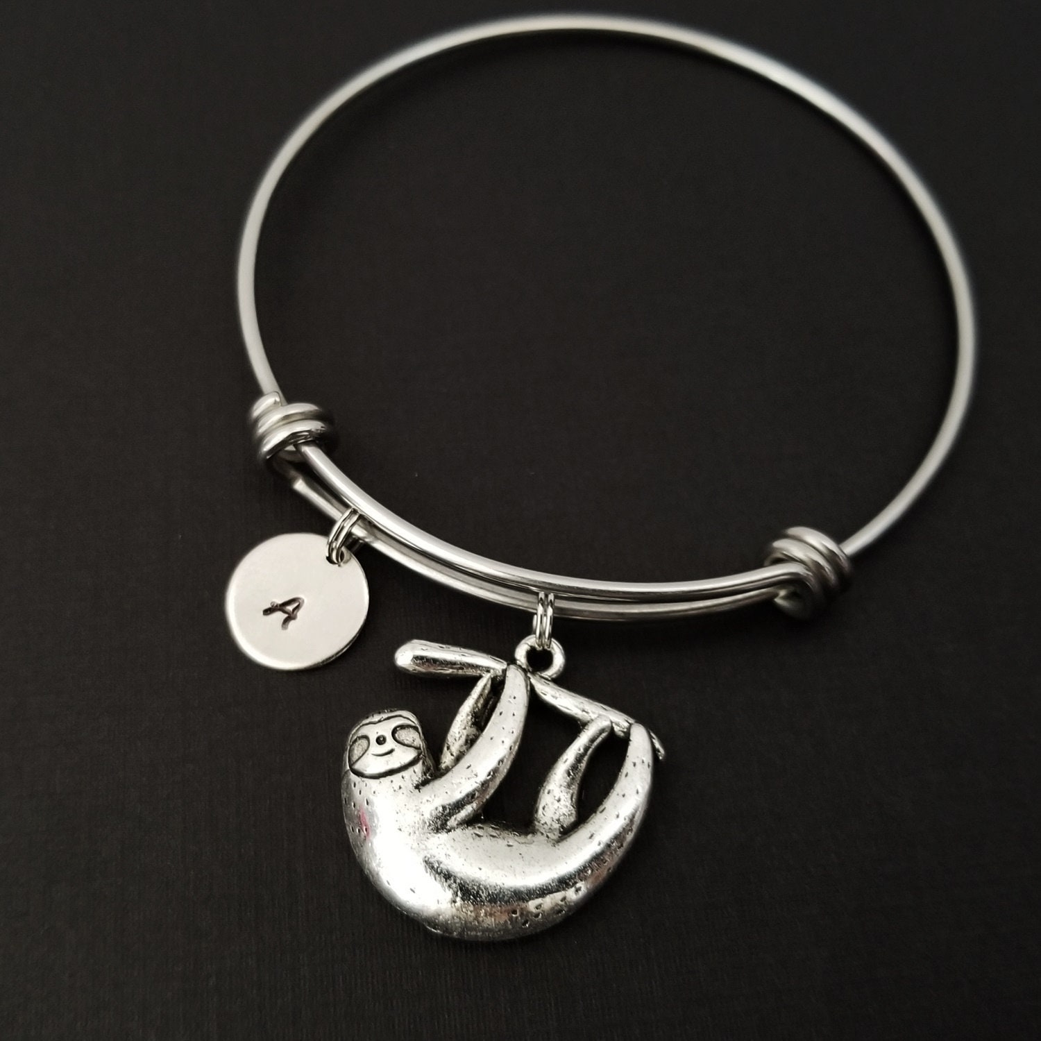 Sloth Bangle Sloth Charm Bracelet Adjustable Bangle | Etsy