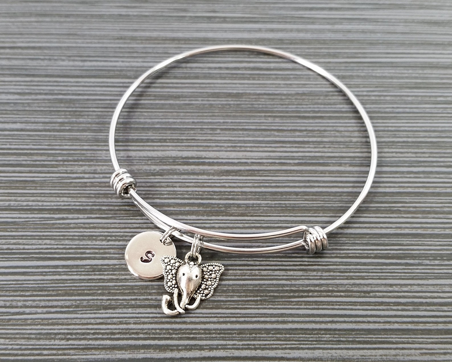 Elephant Bangle Elephant Charm Bracelet Expandable Bangle | Etsy