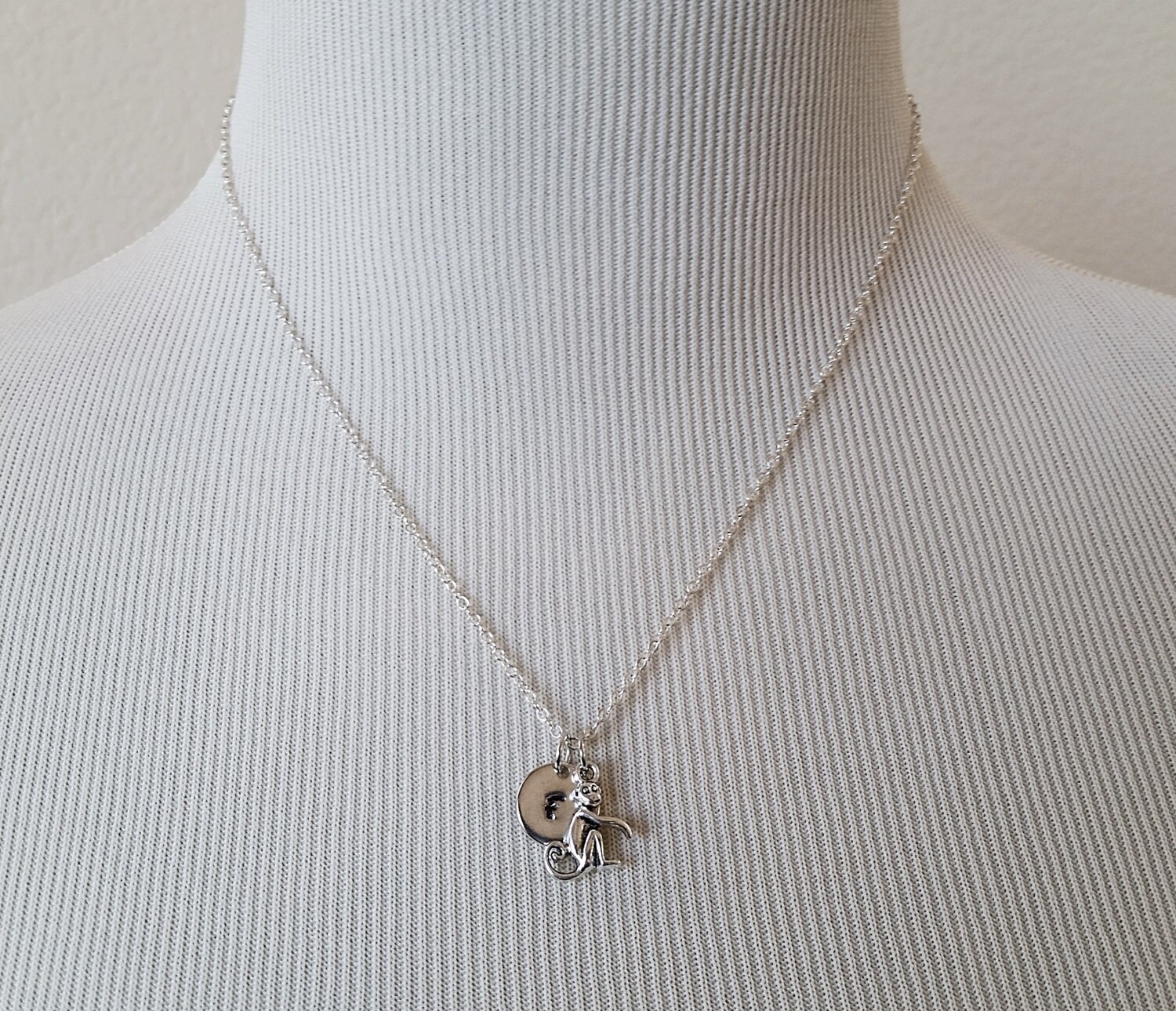 Silver Monkey Necklace - Monkey Charm Necklace - Personalized Necklace ...