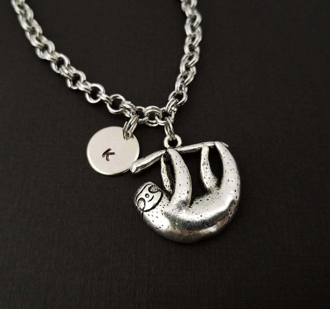 Sloth Bracelet - Sloth Charm Bracelet - Initial Bracelet - Charm ...