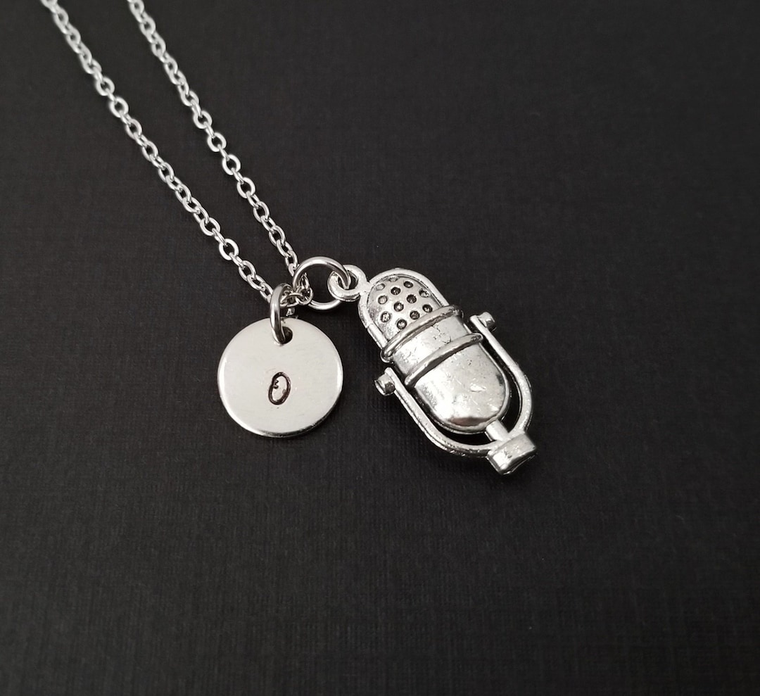 Microphone Necklace - Radio DJ Necklace - Personalized Necklace ...