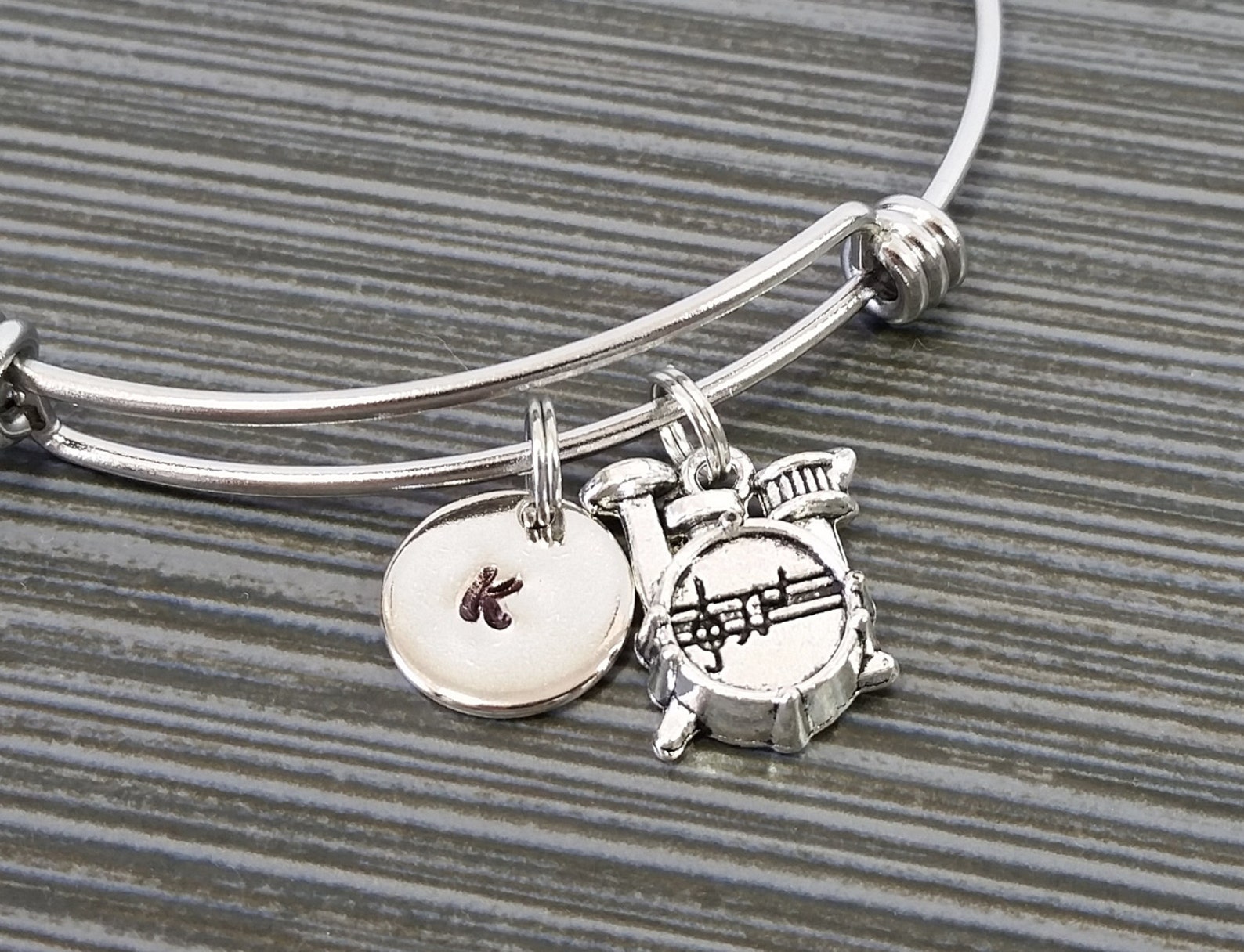 Drum Set Bangle Bracelet - Drum Kit Bracelet - Personalized Drummer ...