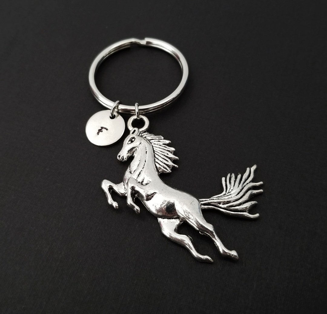 Silver Running Horse Keychain Custom Gift Silver Keychain Mom Gift ...