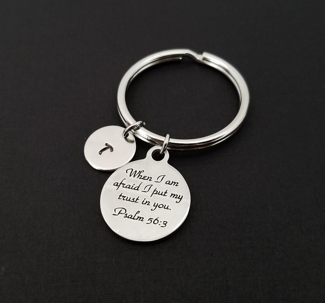 Custom Keychain - Bible Verse Keychain - Custom Gift - Psalm 56:3 ...