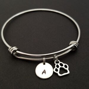 Dog Paw Bangle - Dog Charm Bracelet - Expandable Bangle - Open Paw ...