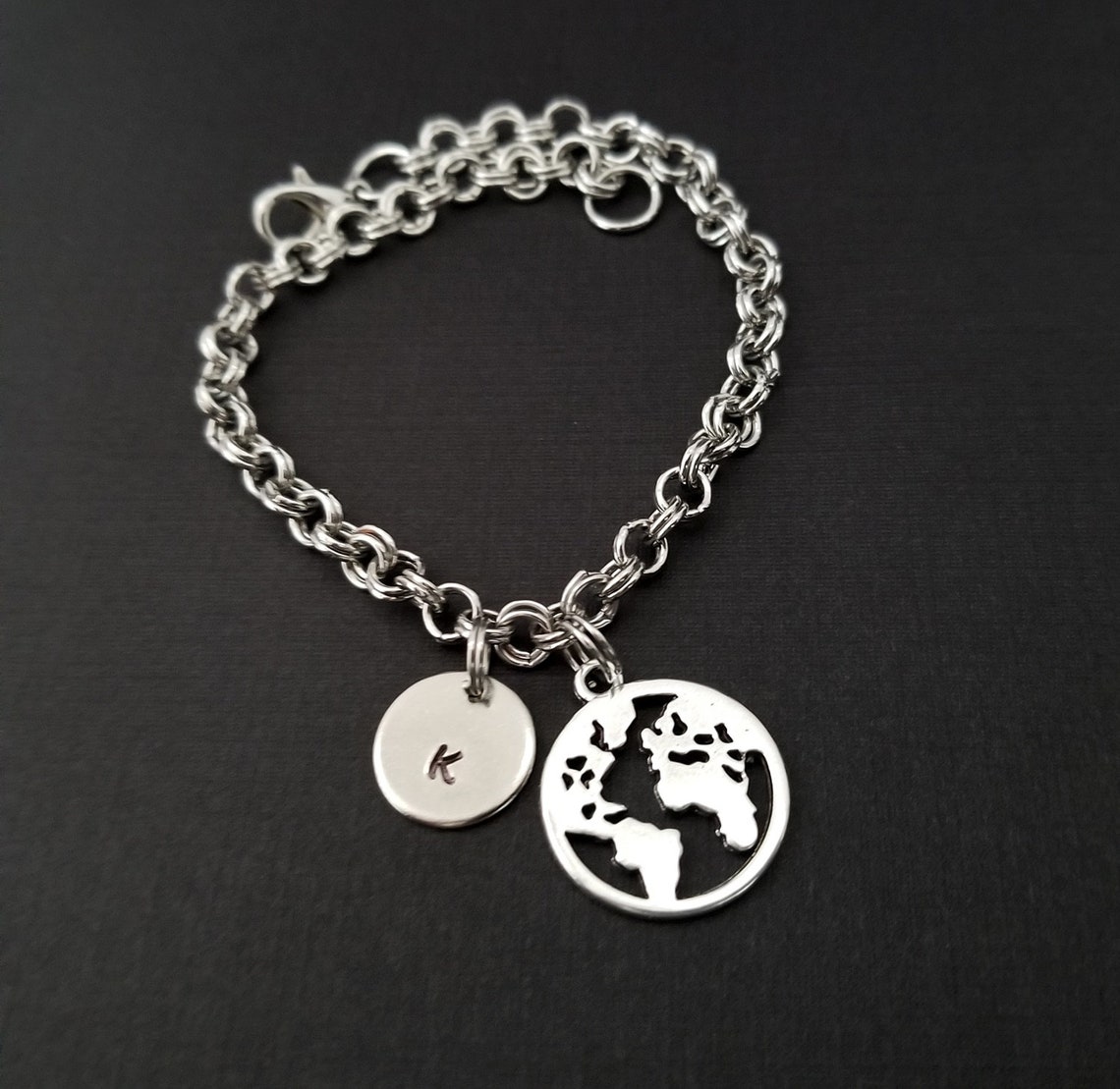World Map Bracelet World Map Bangle Globe Charm Bracelet | Etsy