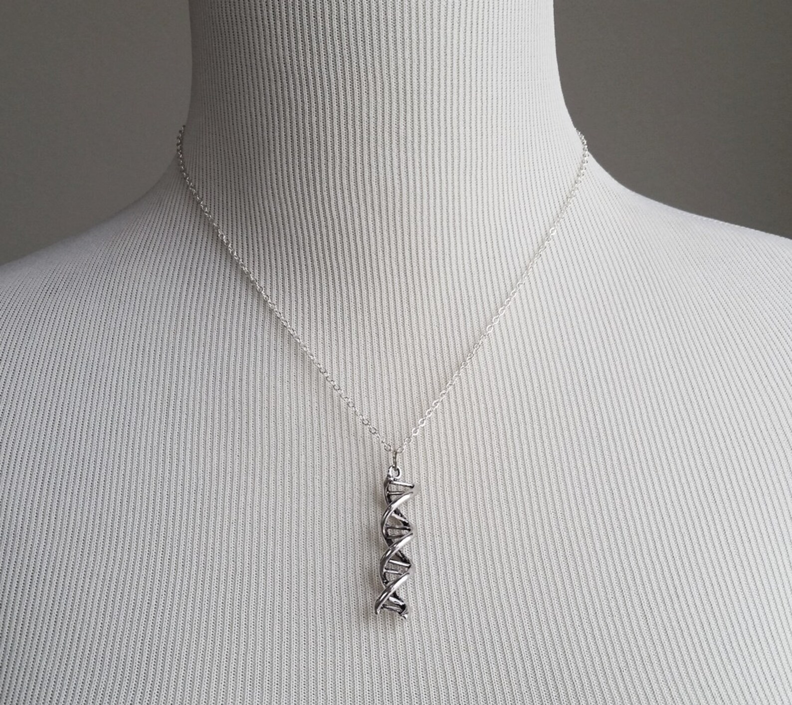DNA Necklace Helix Pewter Charm Necklace Science Necklace - Etsy