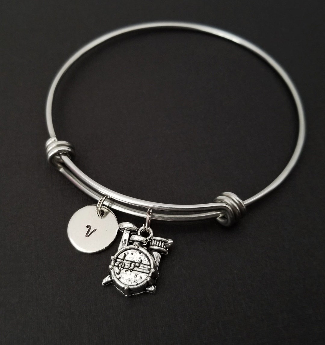 Drum Set Bangle Bracelet - Drum Kit Bracelet - Personalized Drummer ...