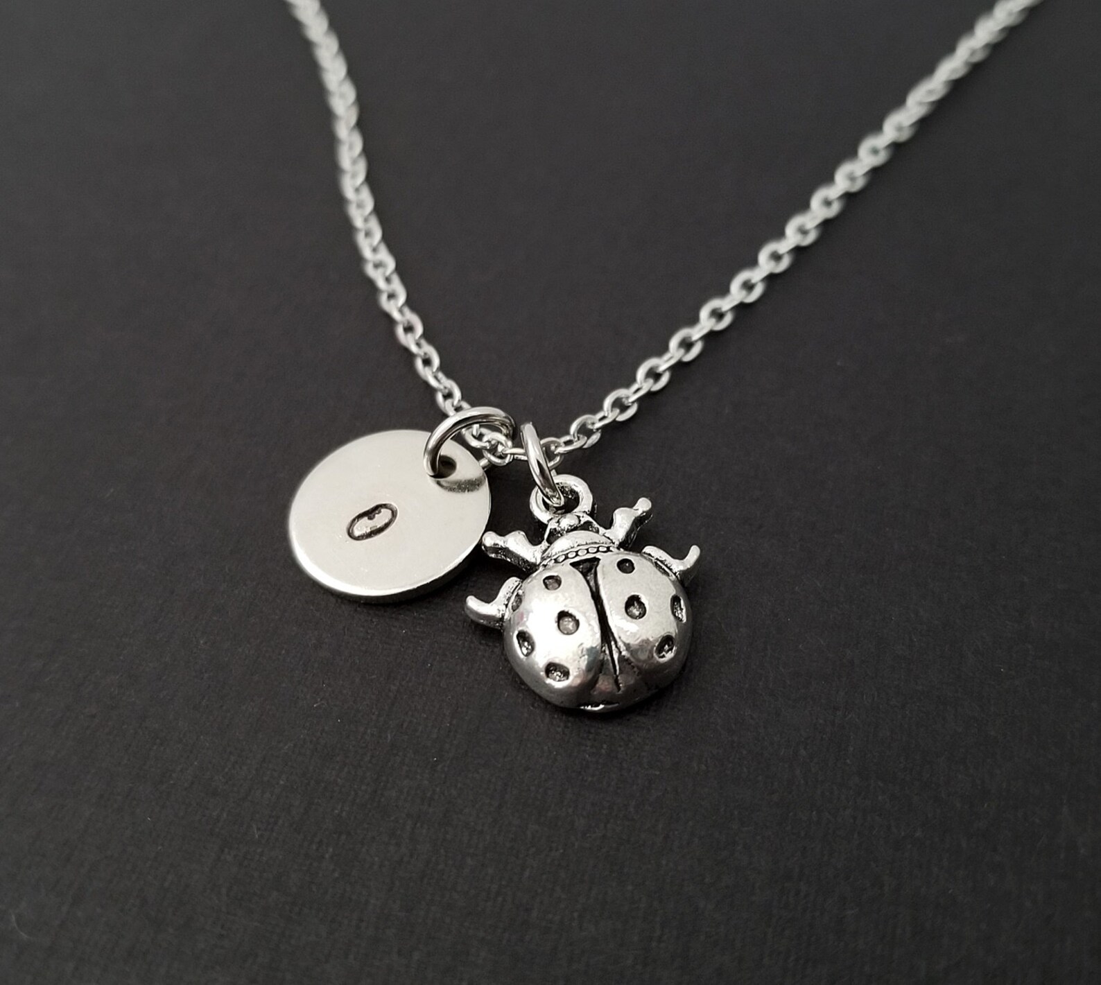 Silver Ladybug Necklace Ladybug Charm Pendant Personalized | Etsy