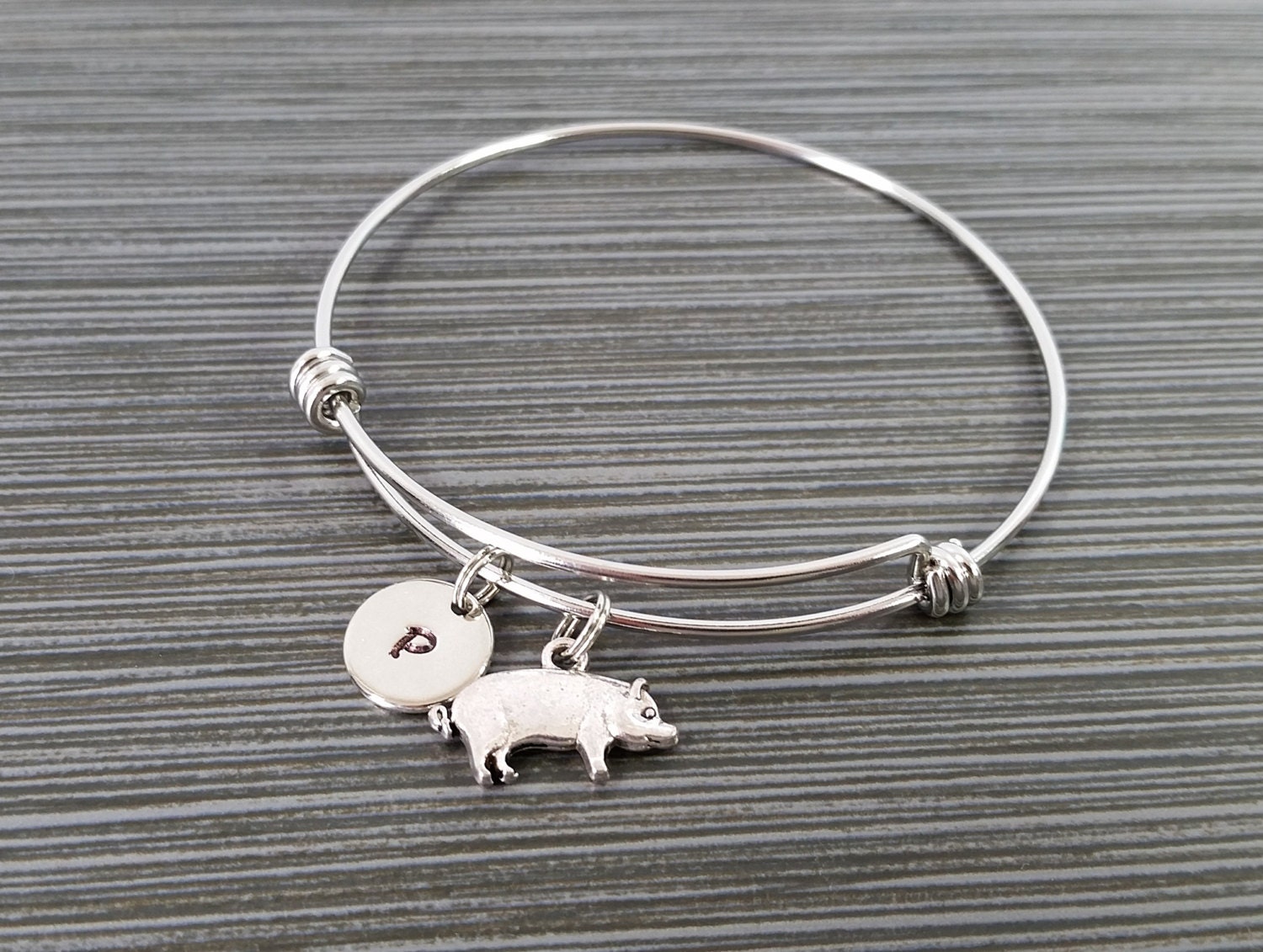 Pig Bangle Bracelet Pig Charm Bracelet Expandable Bangle - Etsy