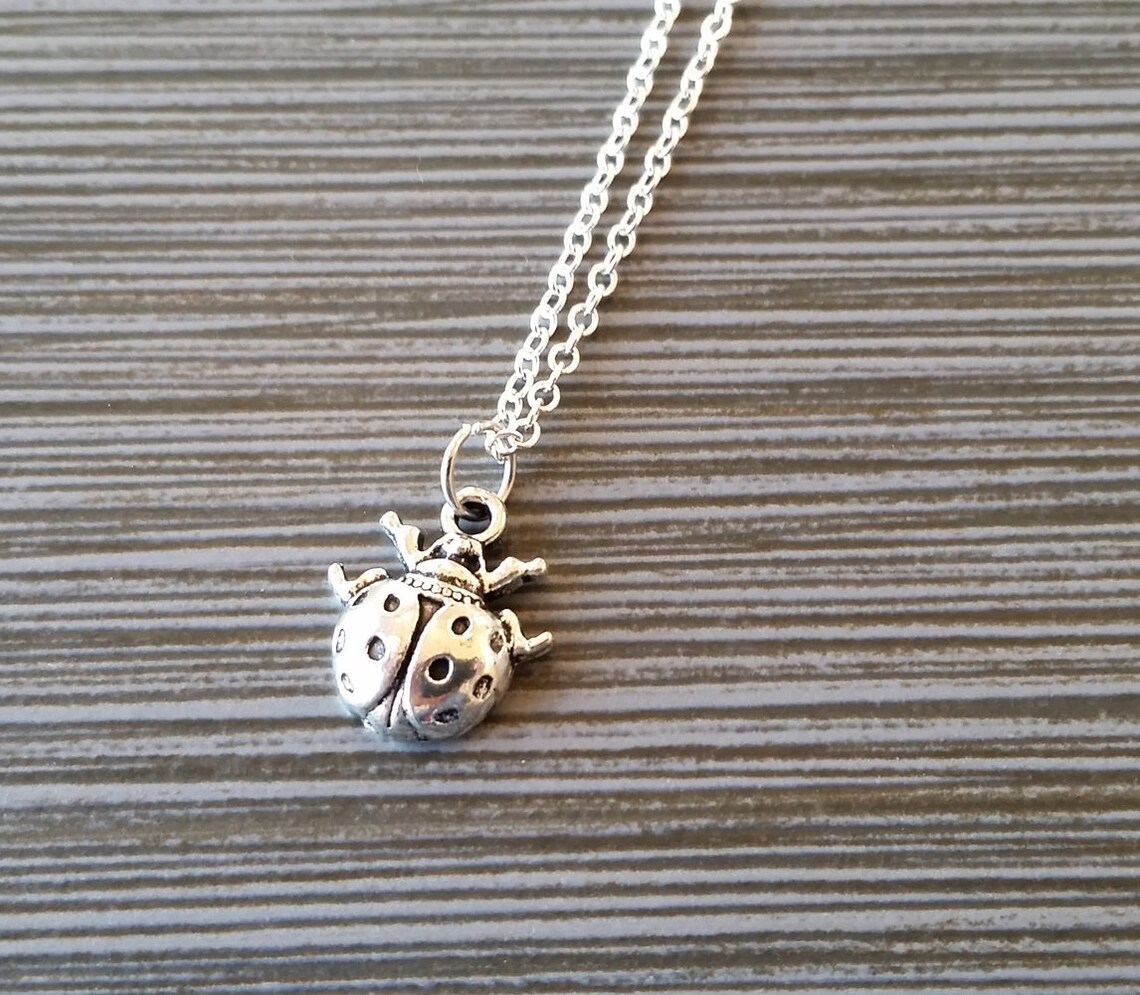Silver Ladybug Necklace - Ladybug Charm Pendant - Personalized Necklace ...