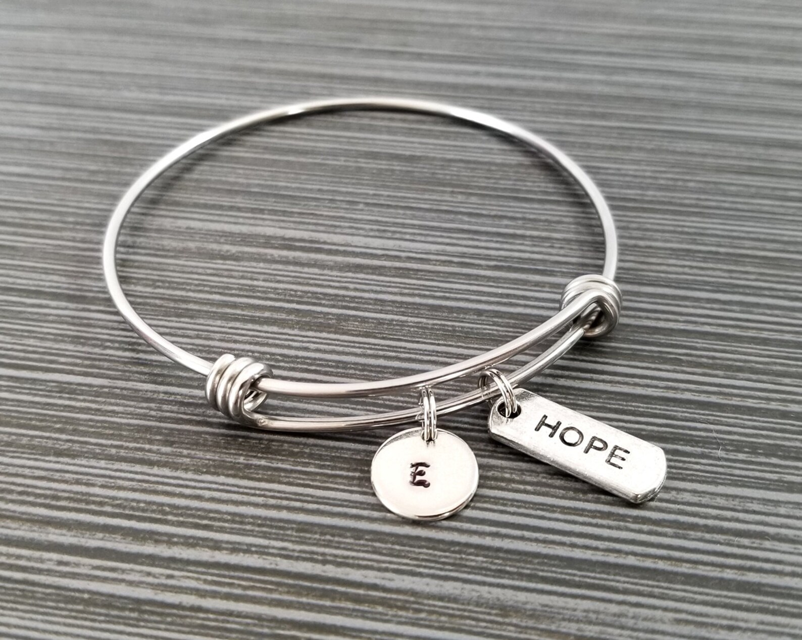 Hope Bangle Bracelet Hope Charm Bracelet Adjustable - Etsy