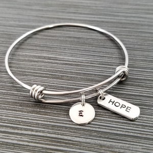 Hope Bangle Bracelet Hope Charm Bracelet Adjustable Bracelet Bangle ...