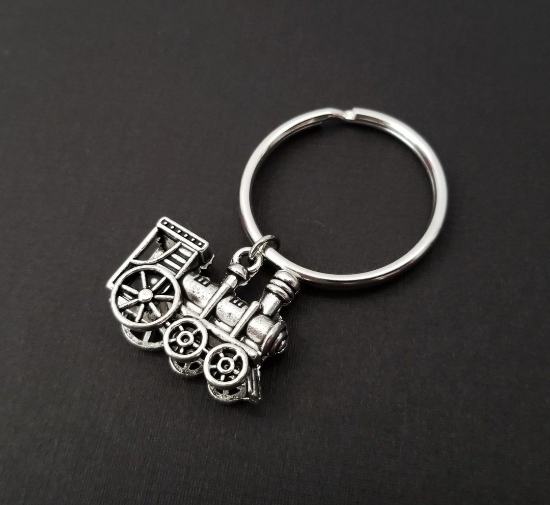Train Keychain Custom Gift Silver Keychain 3D Train Key Chain Initial ...