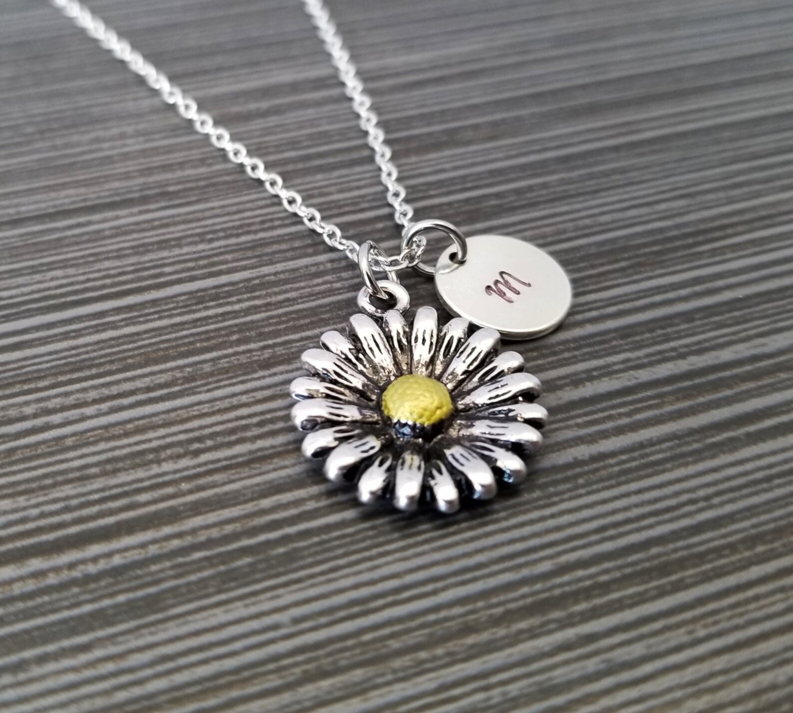 Daisy Necklace Detailed Daisy Charm Necklace Personalized | Etsy