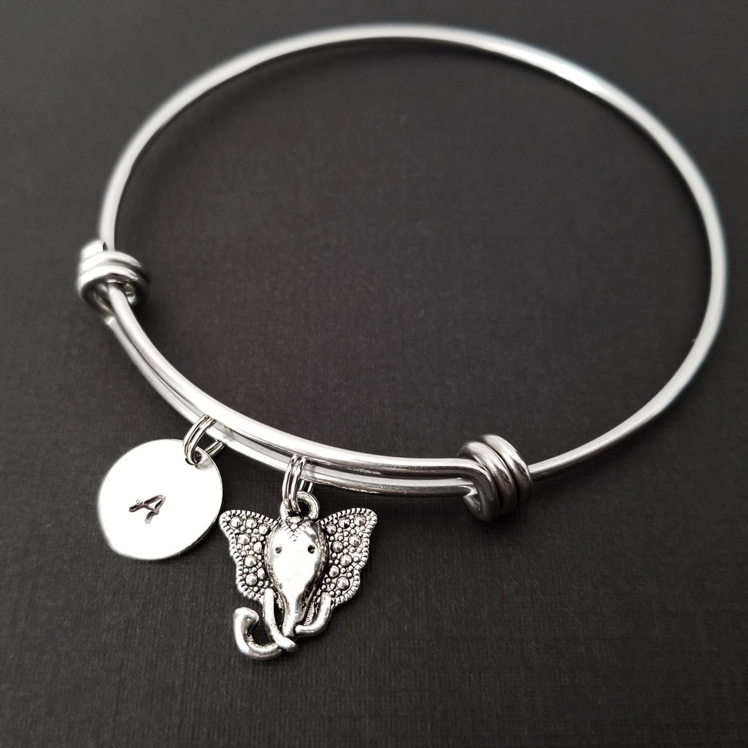 Elephant Bangle - Elephant Charm Bracelet - Expandable Bangle - Charm ...