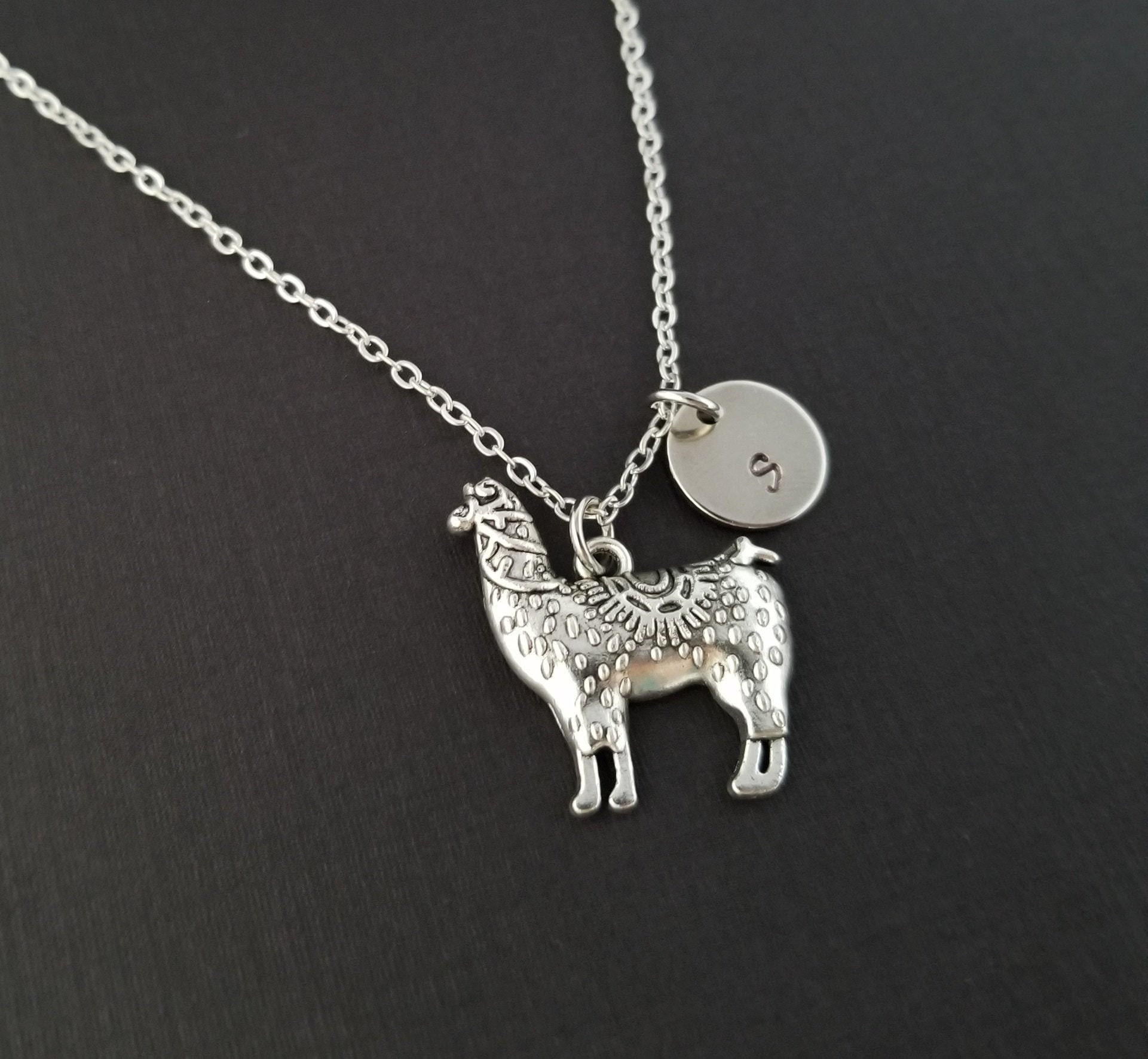 Silver Alpaca Necklace Alpaca Charm Necklace Personalized - Etsy