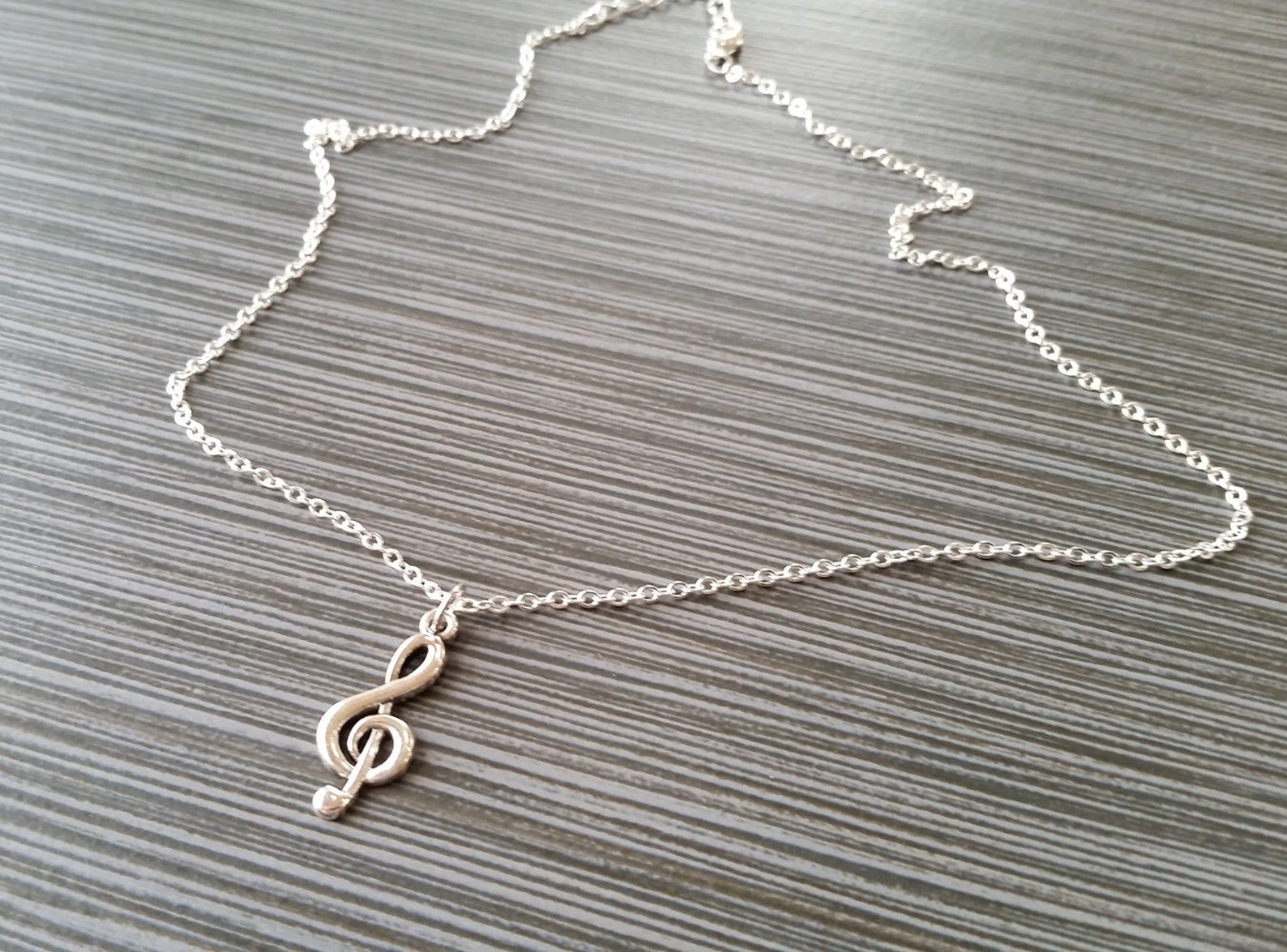 Clef Note Necklace - Charm Necklace - Personalized Necklace - Custom ...