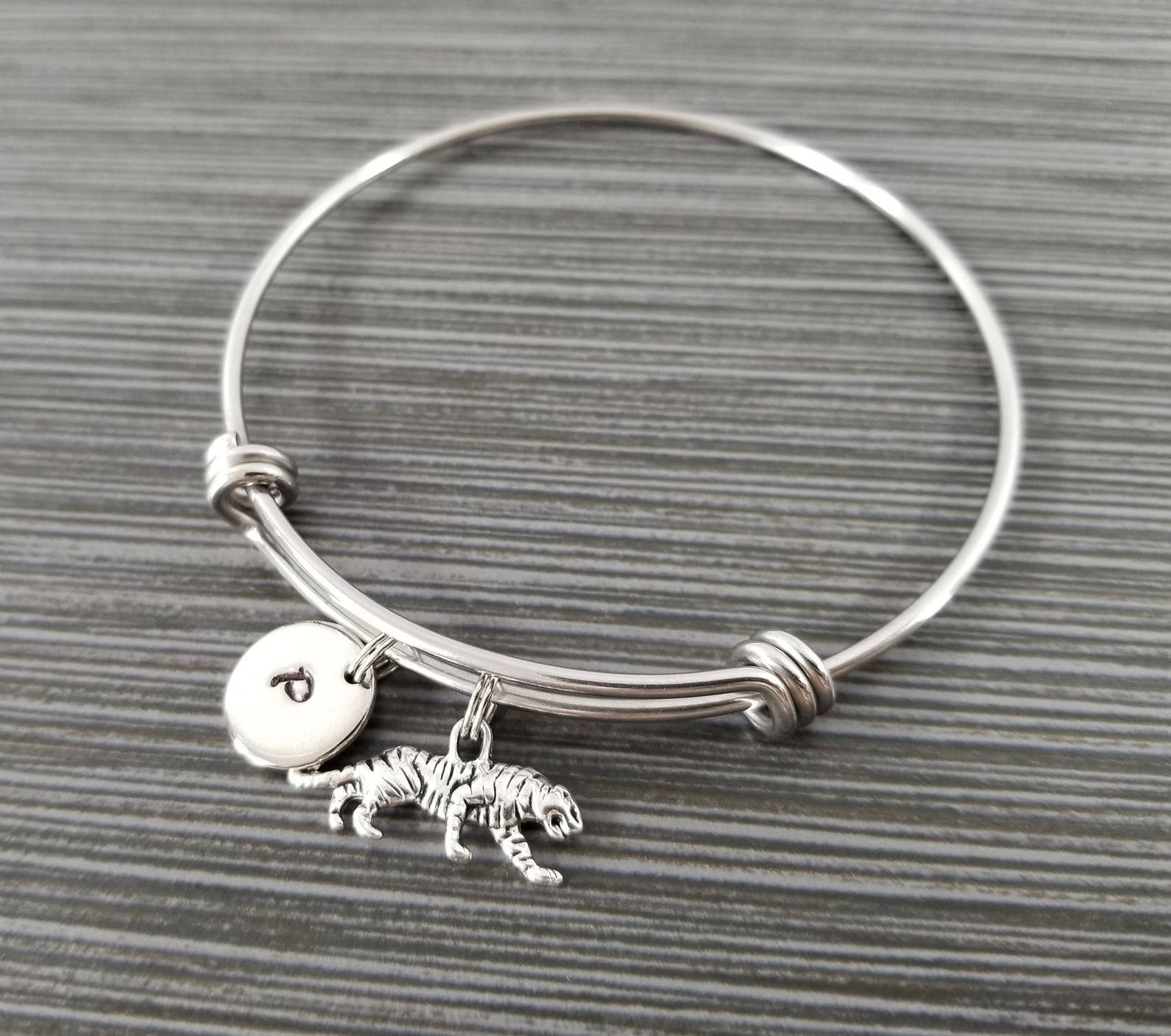 Tiger Bangle Tiger Charm Bracelet Adjustable Bangle - Etsy