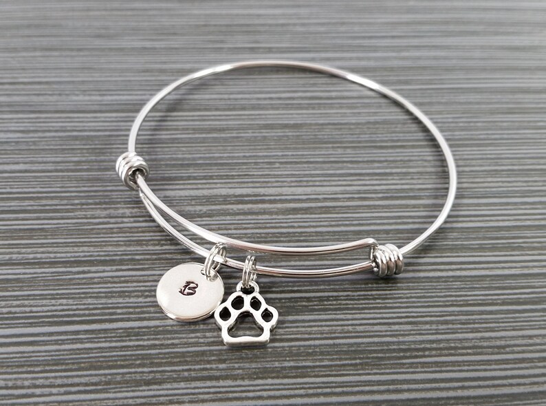 Dog Paw Bangle - Dog Charm Bracelet - Expandable Bangle - Open Paw ...