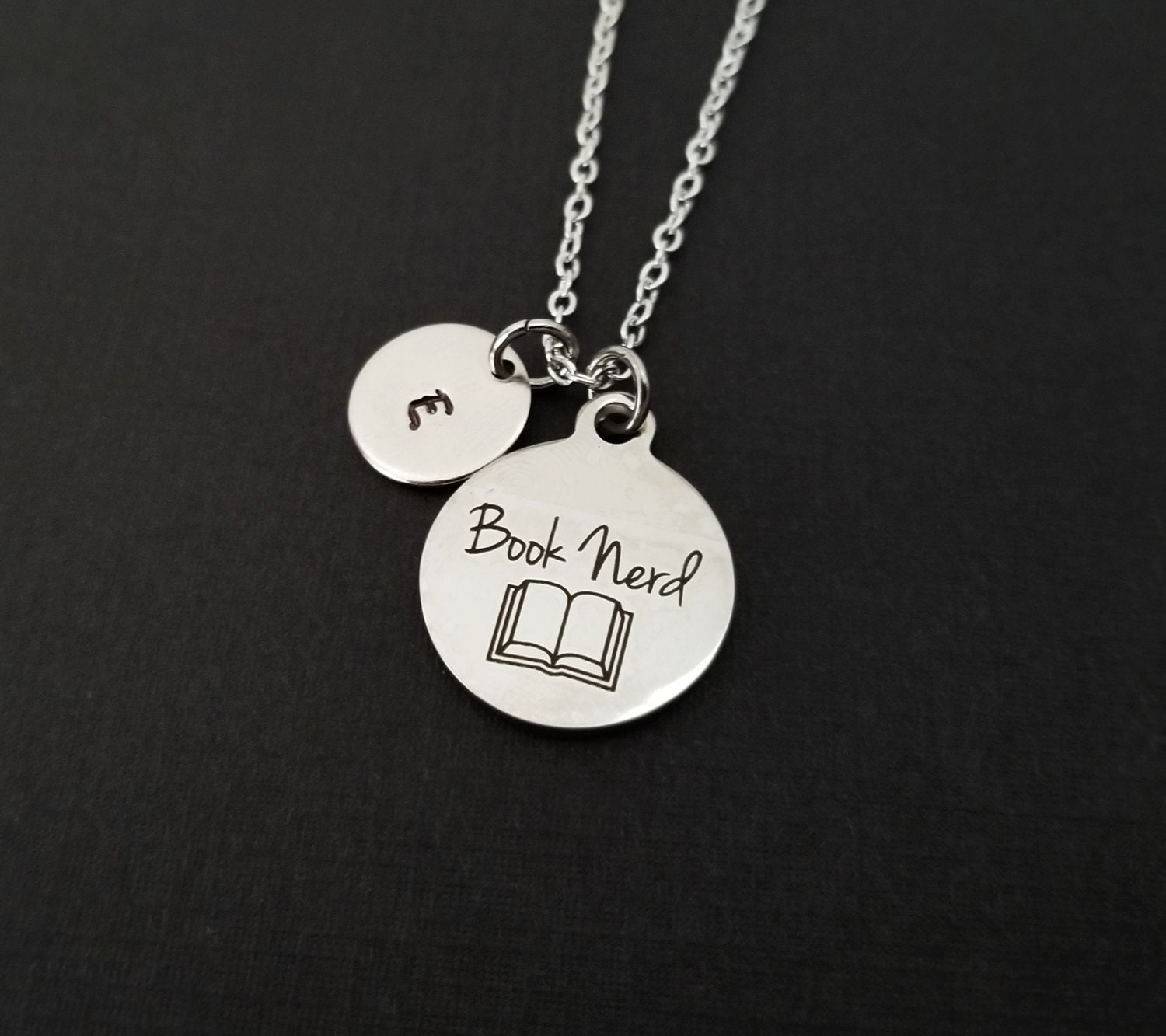 Stainless Steel Book Nerd Necklace Book Lover Necklace | Etsy