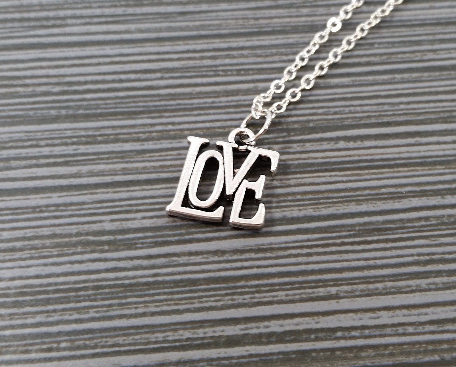 Silver Love Necklace Custom Love Necklace Personalized | Etsy