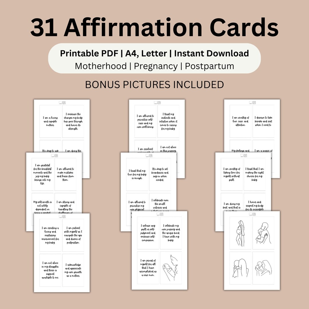 31 Affirmation Cards Printable for Pregnancy Affirmation Cards for ...