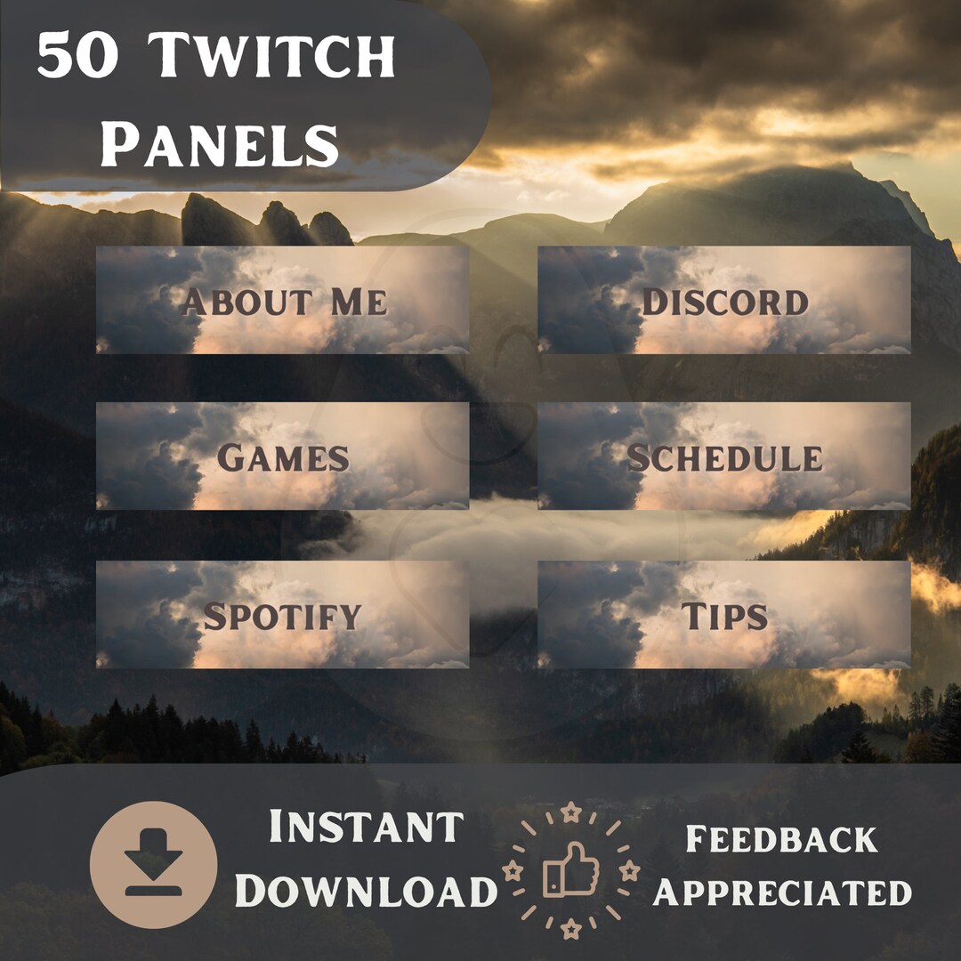 50 Moody Cloud Twitch Panels Adventure Motivational Dramatic Twitch ...