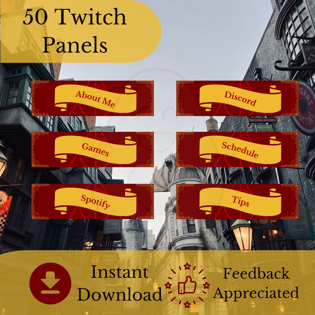 50 Red and Gold Wizard Twitch Panels | Magic School | Twitch Bundle ...